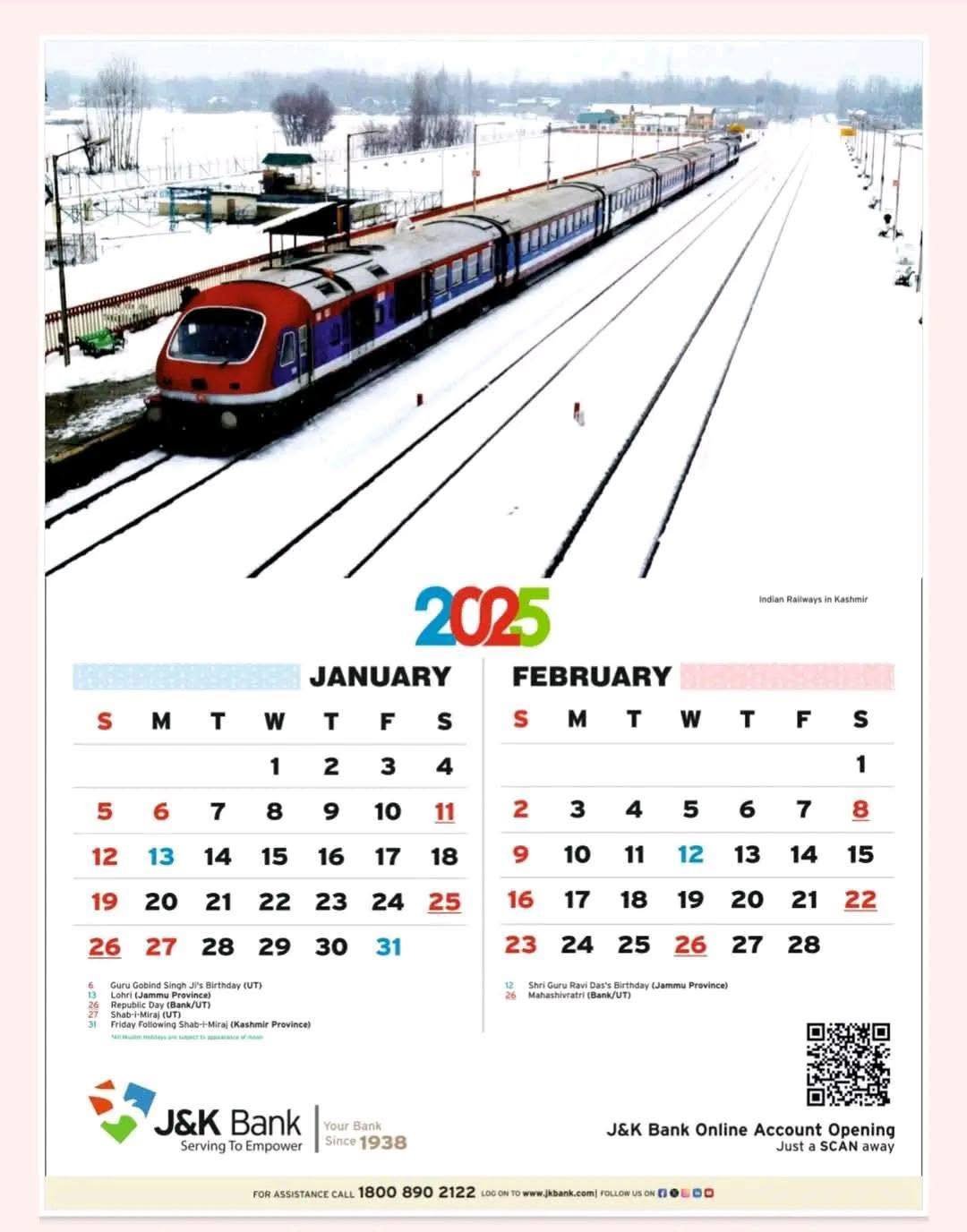 J&K Bank Calendar 2025