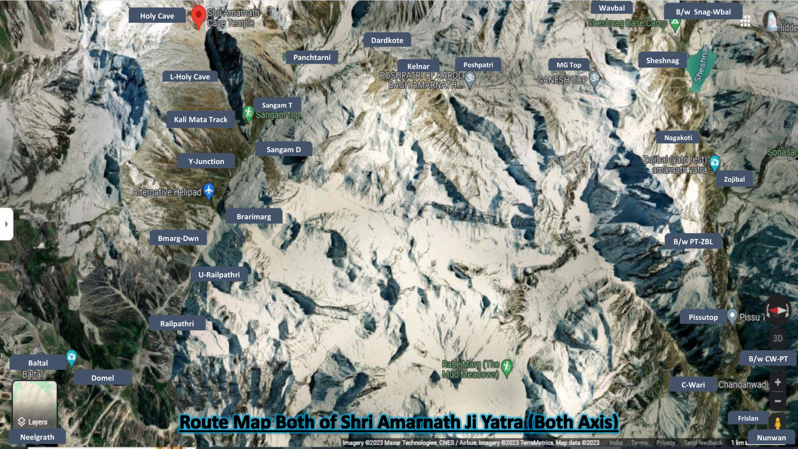 Amarnath Trek Distance: Traditional Amarnath Yatra Route