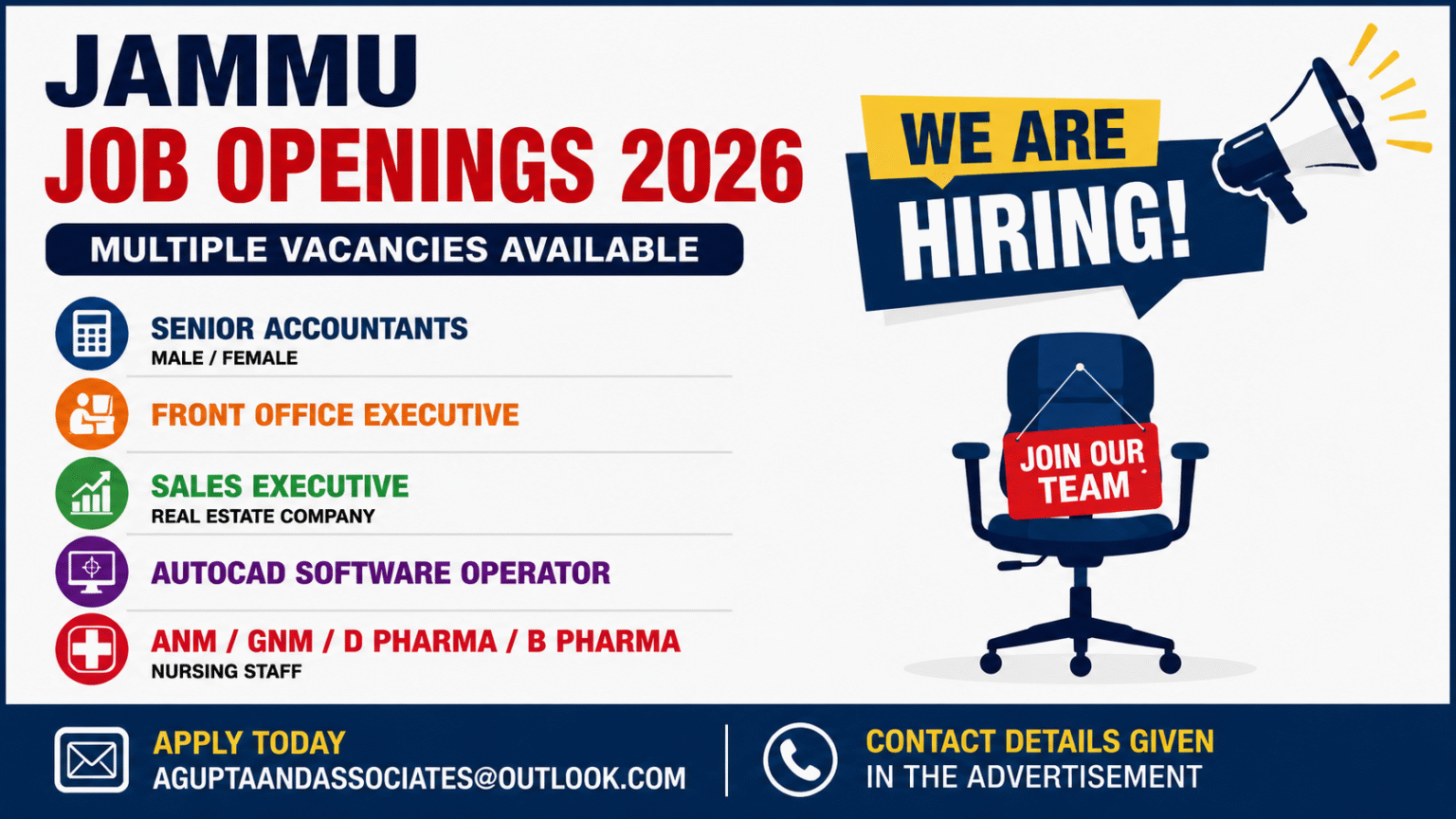 Jammu Job Openings 2026: Urgent Vacancies For Accountant, Front Office ...